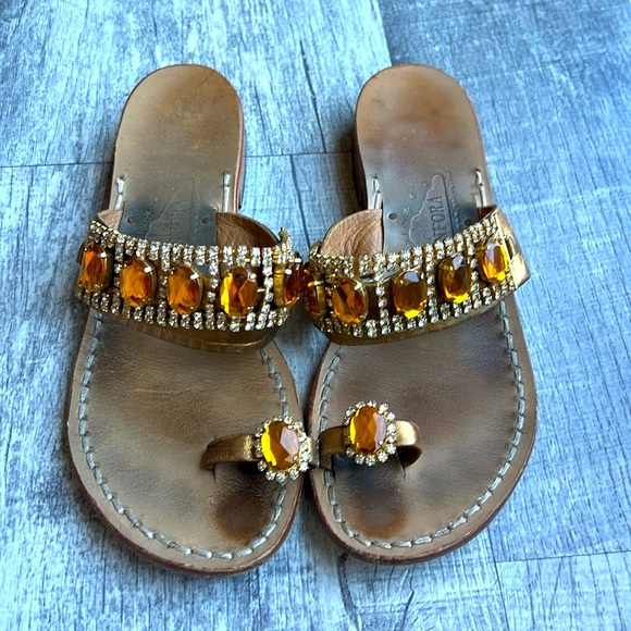 amedeo canfora | Shoes | Amedeo Canfora Sandals Beaded Gold | Poshmark